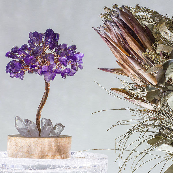 Crystal gemstone tree of life - Night light - Amethyst - Mi Chakra