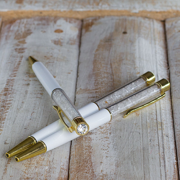 Crystal Gemstone Pen - Gold - Quartz - Mi Chakra