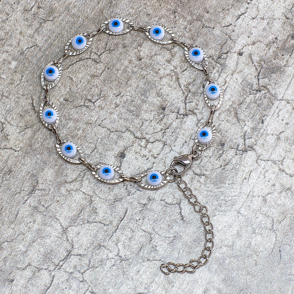 Evil Eye Link Bracelet - Light Blue - Mi Chakra