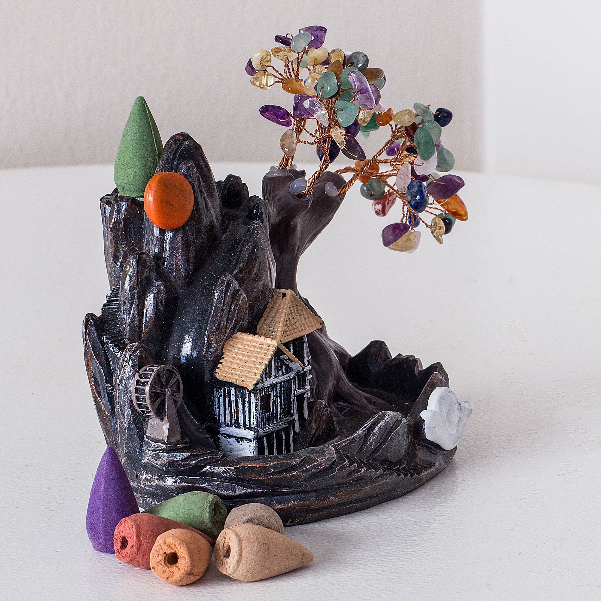 Crystal Backflow Burner - Mixed Crystals - Mi Chakra