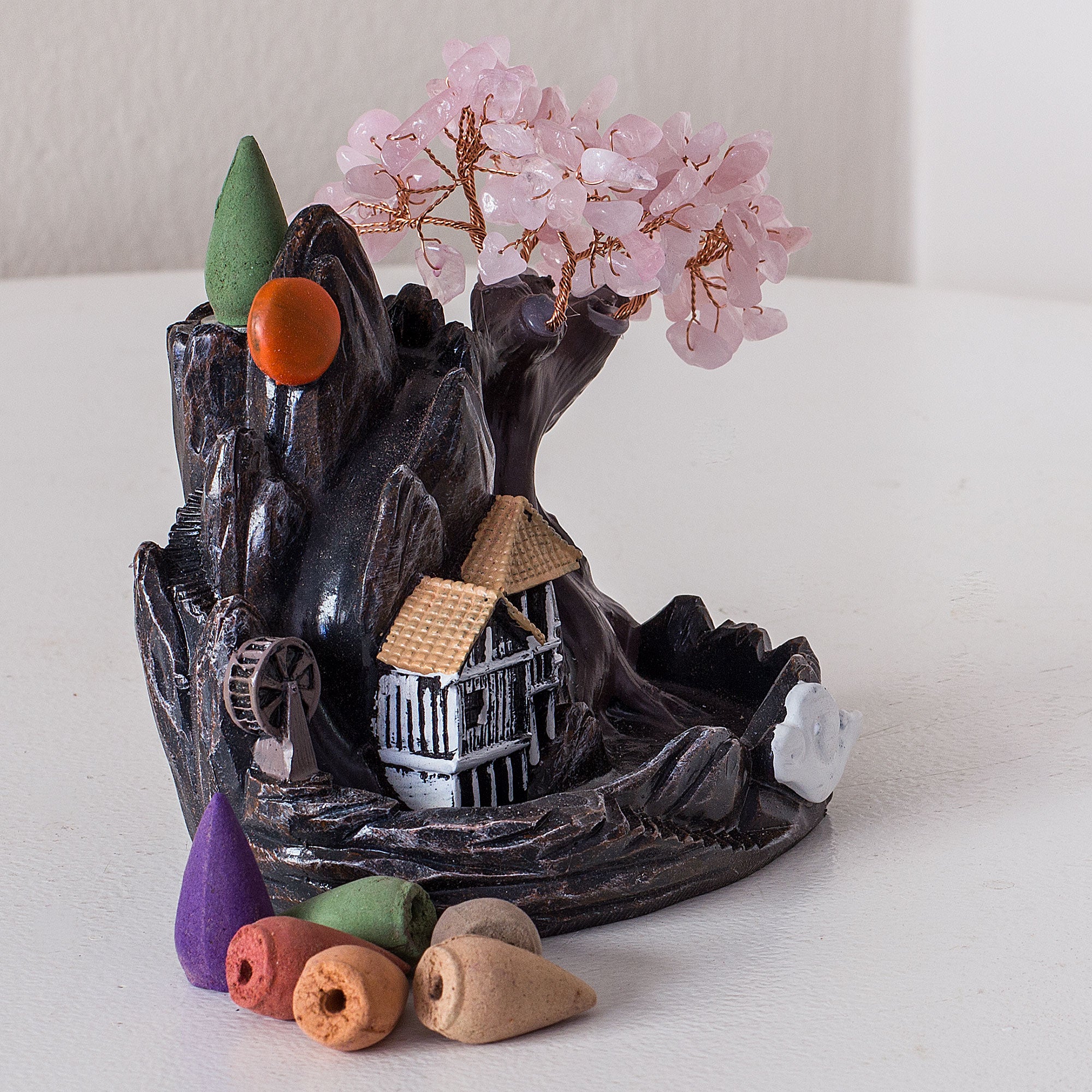 Crystal Backflow Burner - Rose Quartz - Mi Chakra