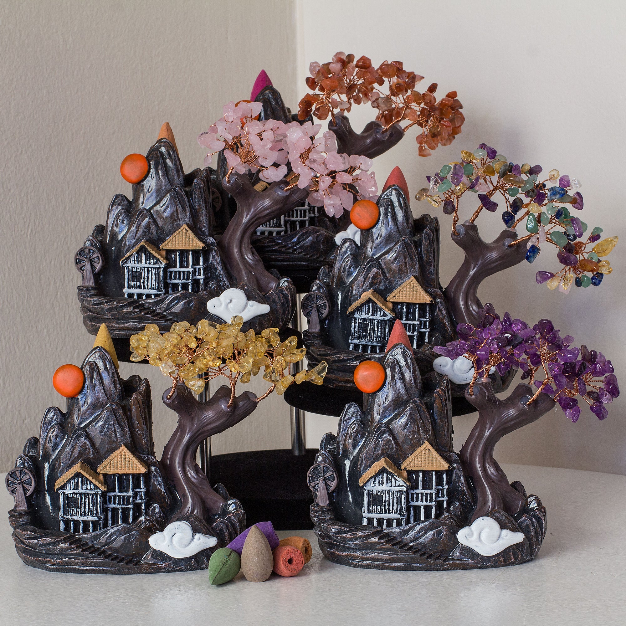 Crystal Backflow Burner - Mixed Crystals - Mi Chakra