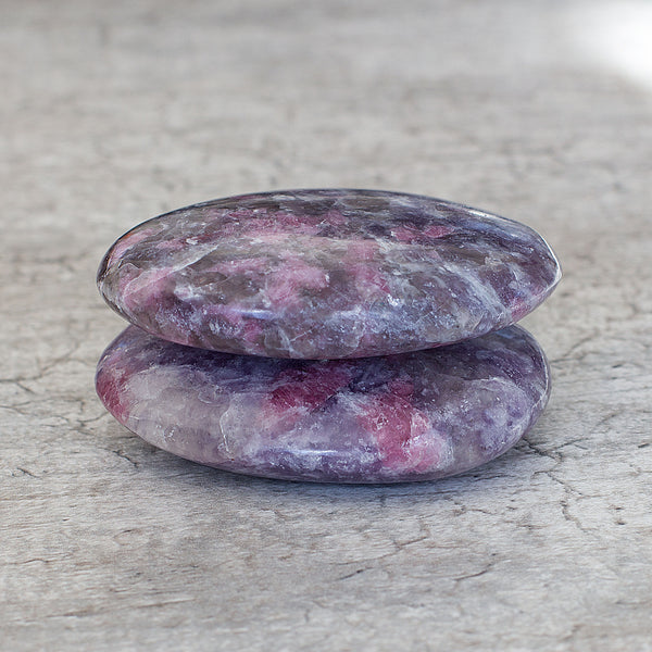 Lepidolite & Pink Tourmaline Worry Stone - Mi Chakra