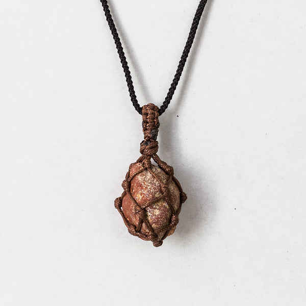 Rough Stone in Net Necklace - Carnelian - Mi Chakra
