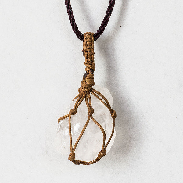 Rough Stone in Net Necklace - Quartz - Mi Chakra