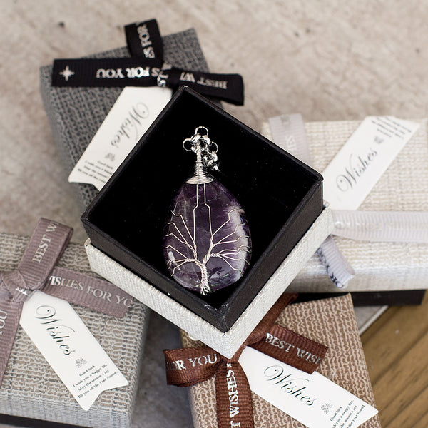 Tree of life Drop Necklace - Amethyst - Mi Chakra