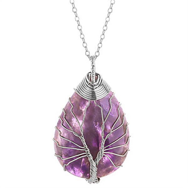 Tree of life Drop Necklace - Amethyst - Mi Chakra