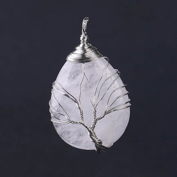 Tree of life Drop Necklace - Clear Quartz - Mi Chakra