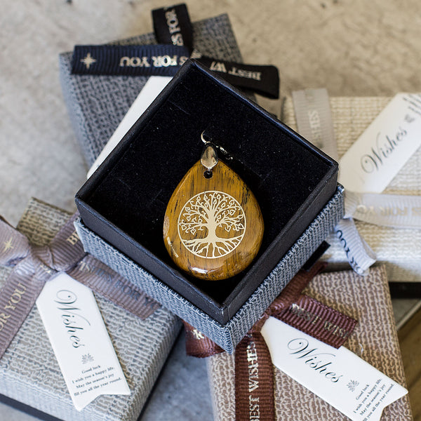 Water Drop Necklace - Tigers Eye - Mi Chakra