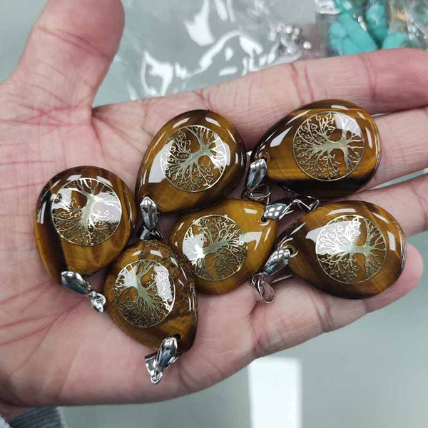 Water Drop Necklace - Tigers Eye - Mi Chakra
